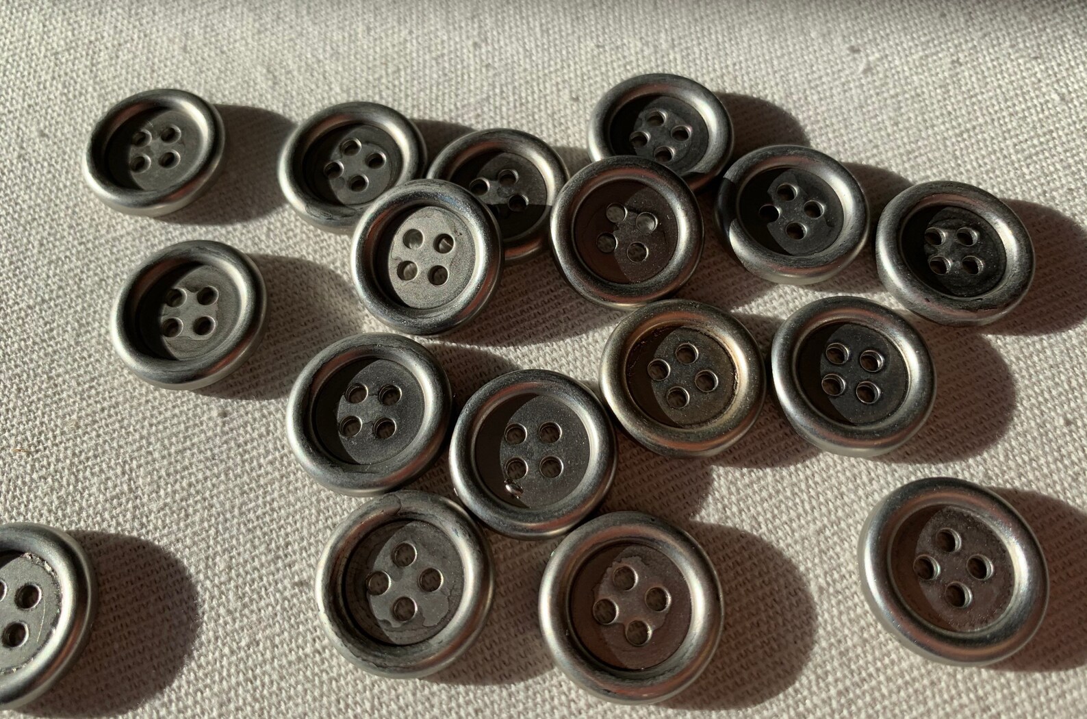 Medium Silver button sew through button 4 hole sewing button | Etsy