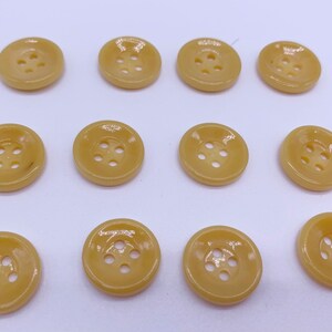 Small Button Mustard Yellow Shiny Finish Plastic Sewing Buttons 5/8 ...