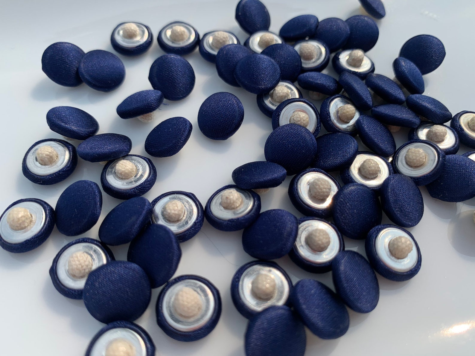 Bridal Buttons Satin Covered by the Dozen Color Navy Blue - Etsy