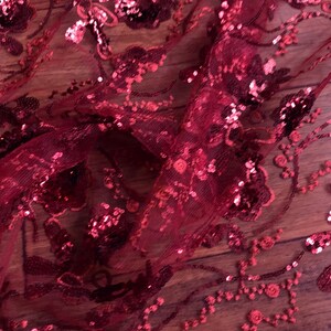 Wine Lace Sequin Lace in Floral Design Lace With Wine Sequins Perfect ...