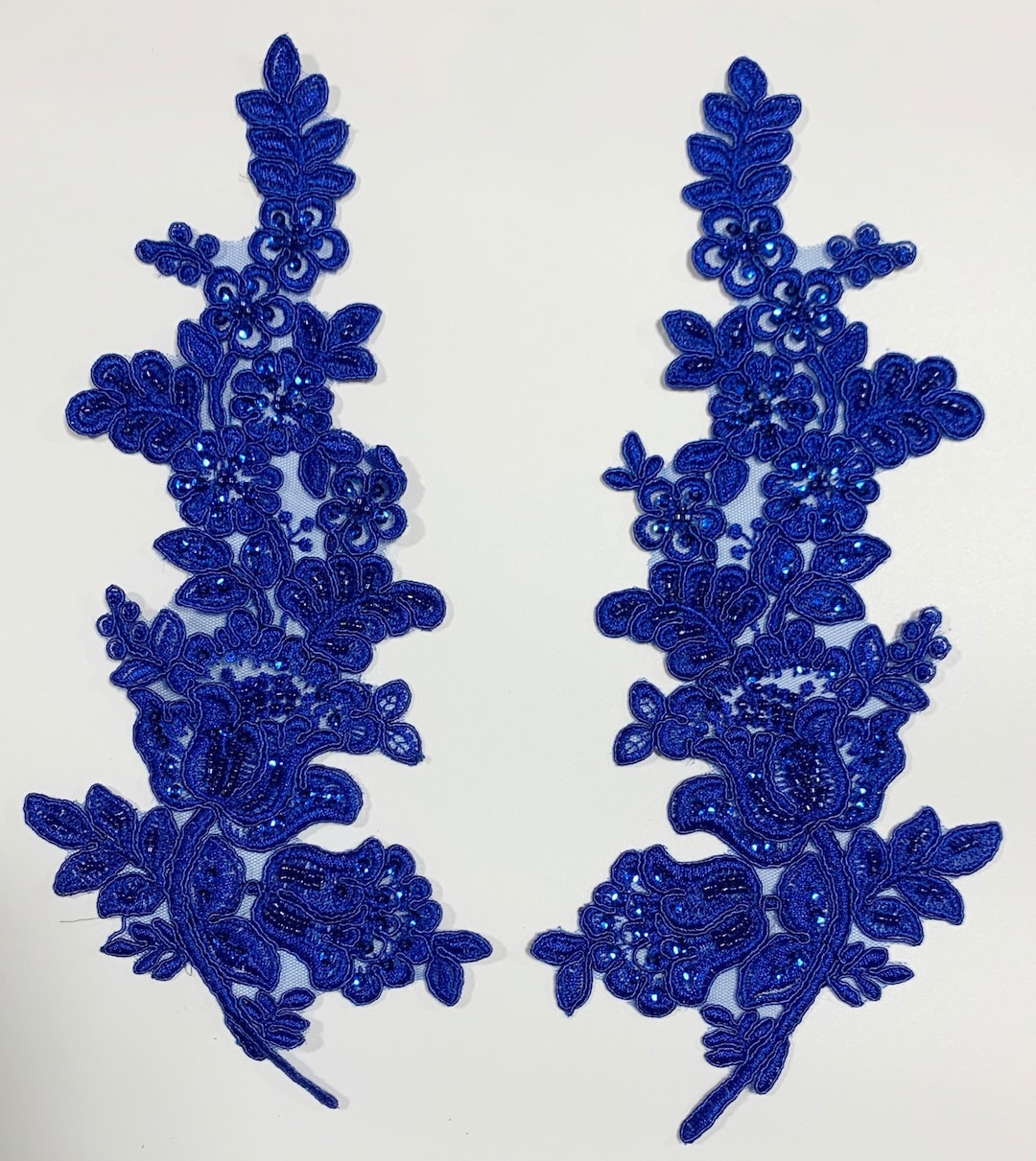 Royal Blue Beaded Applique, Beaded Applique Lace Pair for Lyrical Dance ...