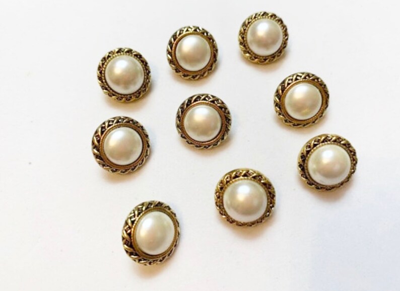 144 Sewing Buttons Small Pearl Buttons With Gold Trim Accent | Etsy