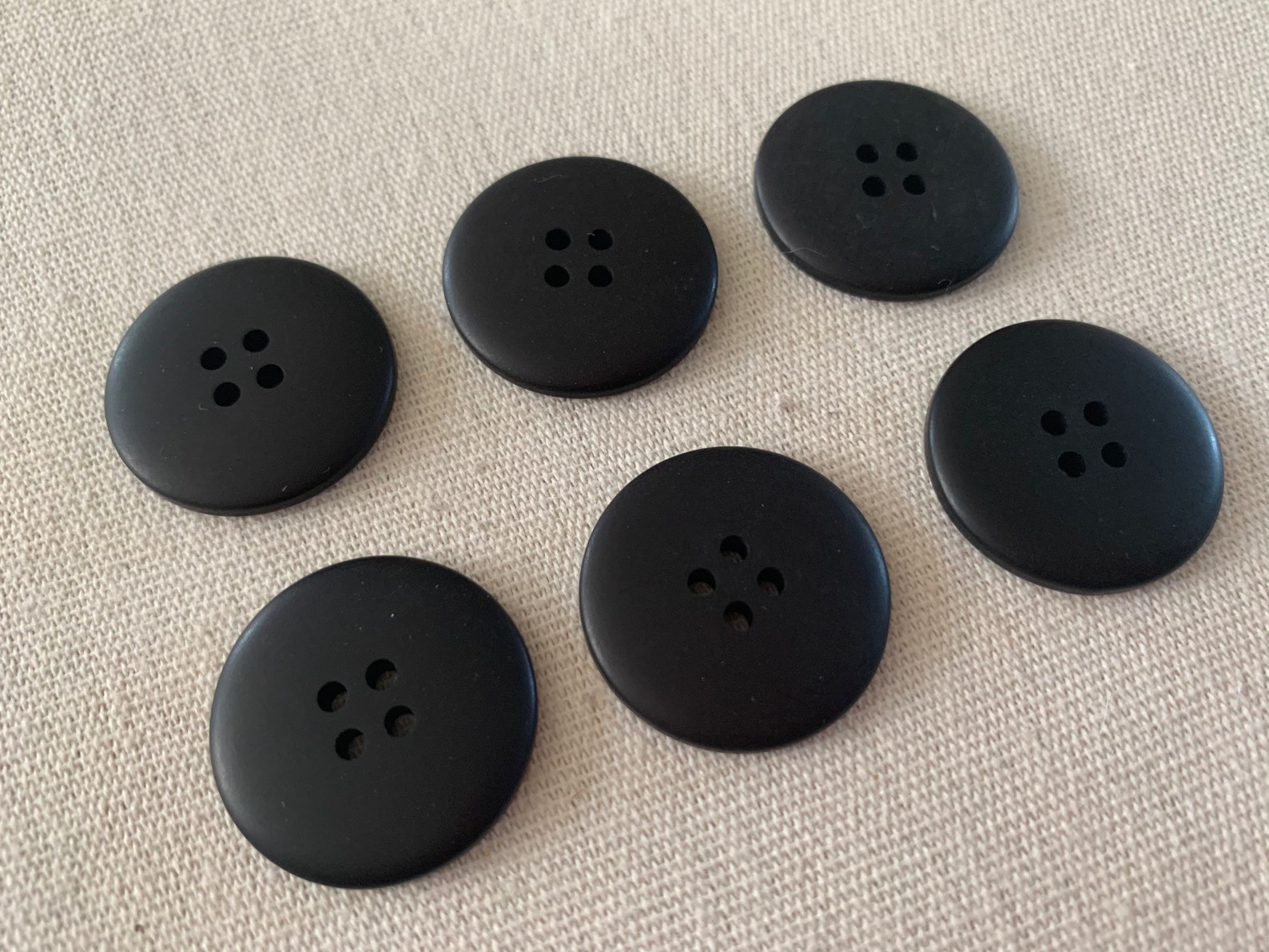 Medium Black Sewing Buttons Plastic Sewing Buttons 1” 26mm Vintage ...