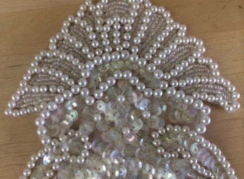 Vintage Ivory medallion beaded Applique lace pair for lyrical | Etsy