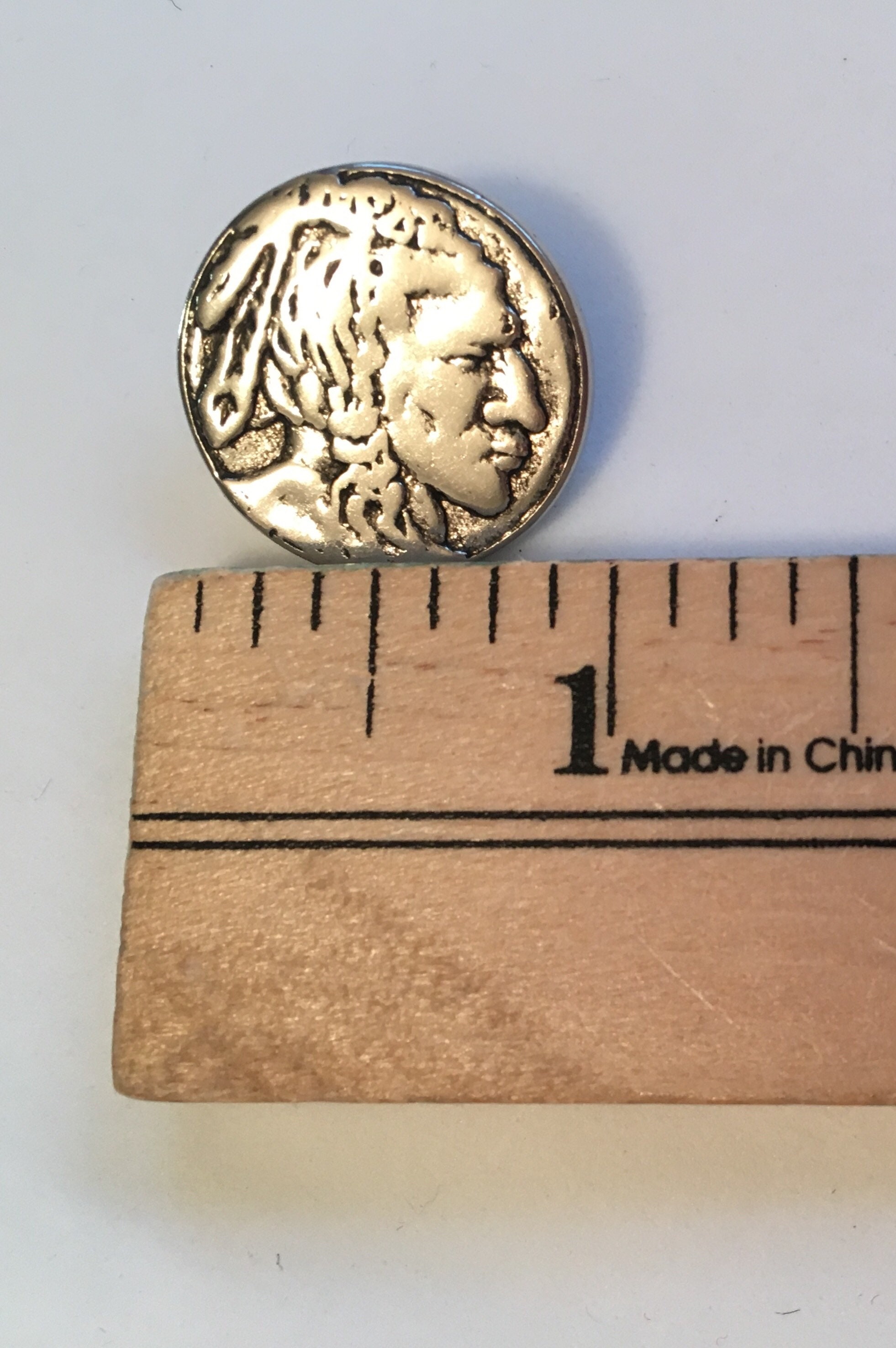 Silver Buffalo Nickel Buttons Medium Button Flat Finish With Etched ...