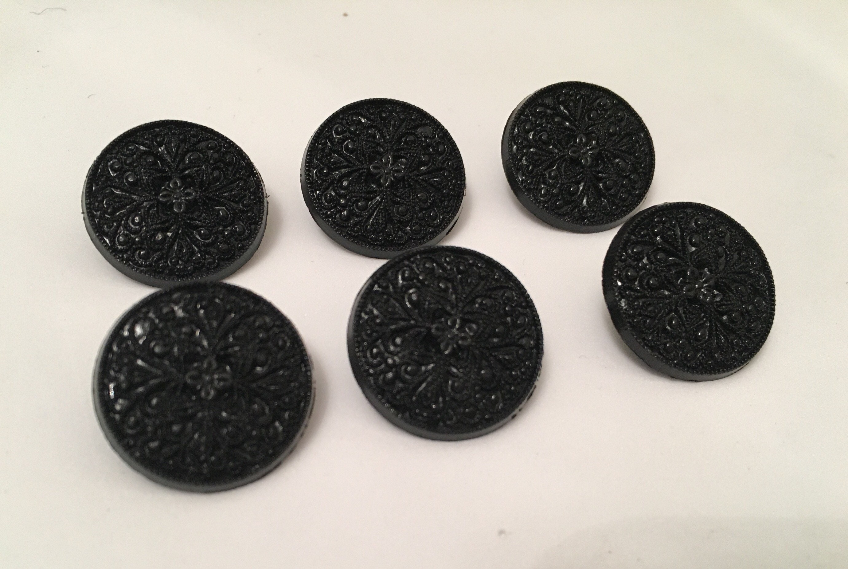 Small Black Sewing Buttons Plastic Sewing Buttons With Center Art Deco ...