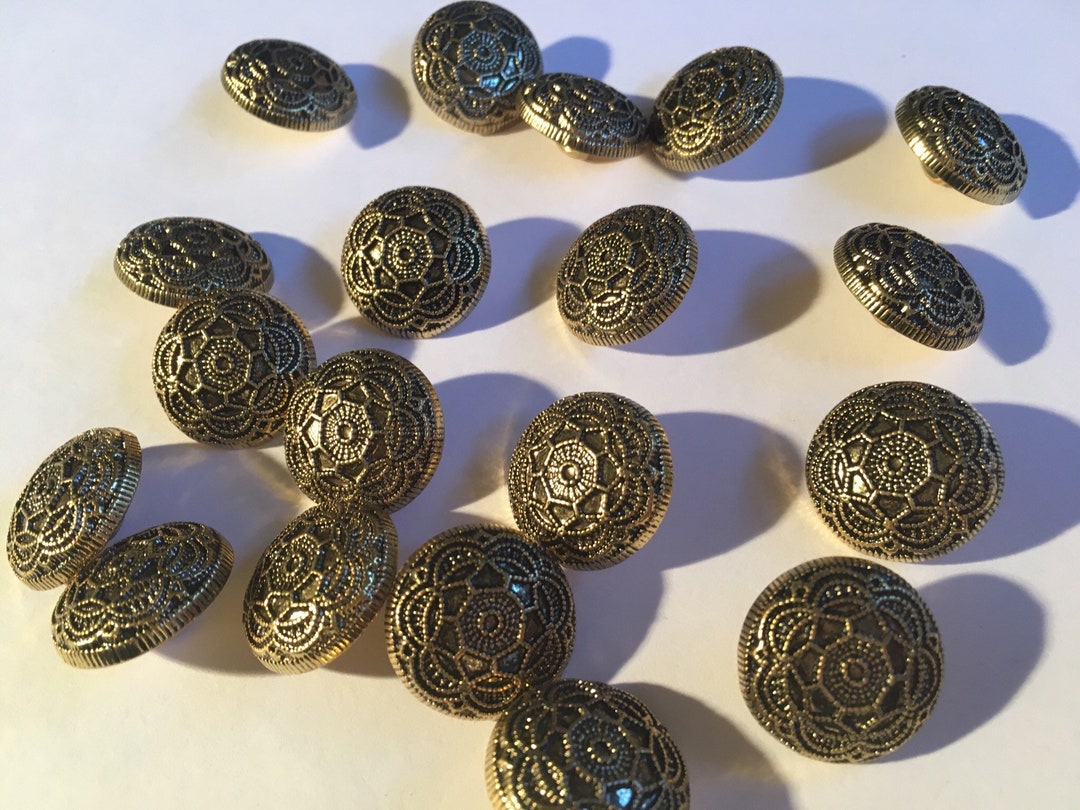 Medium Button Antique Gold Buttons Almost Bronze Finish Plastic Sewing ...