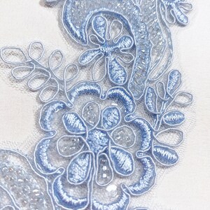 Light Blue Beaded Applique, Beaded Applique Lace Pair for Lyrical Dance ...