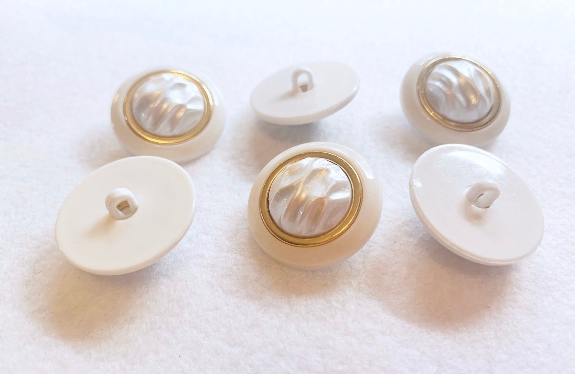 Large Buttons Silk White Buttons With Gold Button Center Trim Plastic ...