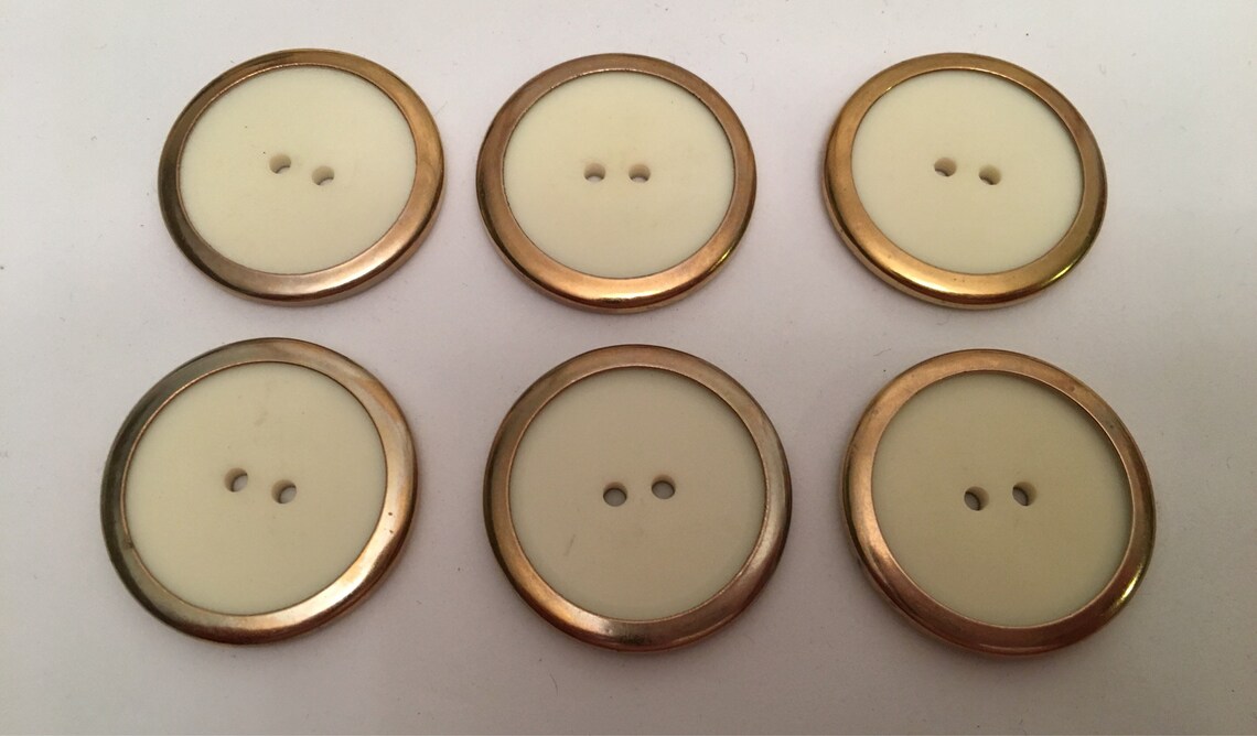 Gold Medium Button With Ivory Center Design Buttons Plastic Sewing ...