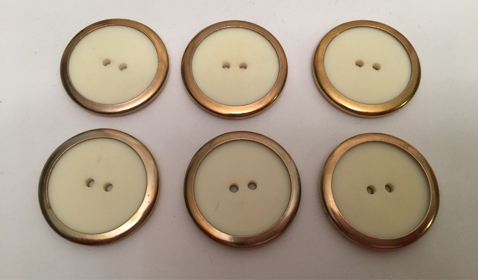 Gold Medium Button With Ivory Center Design Buttons Plastic Sewing ...