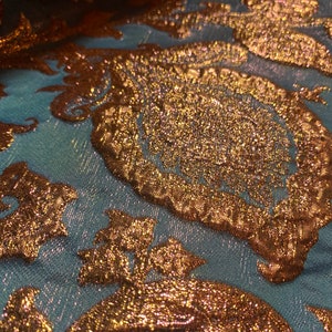 Metallic Brocade in a Floral Pattern With Copper Metallic Threading ...