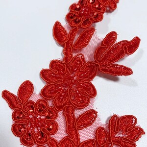 Red Beaded Applique, Beaded Aplique Lace Pair for Lyrical Dance ...