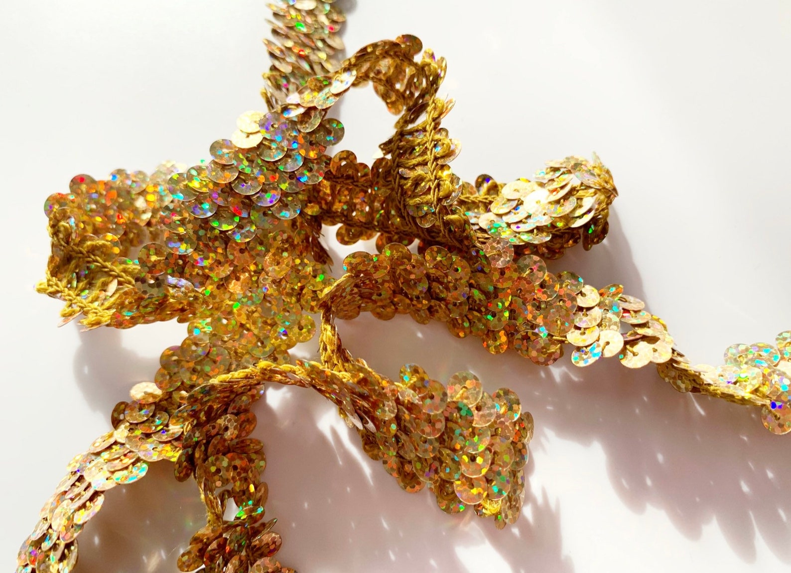 Rainbow Metallic Gold Sequin Trim Stretch Trim Sequins Bridal Trim Prom ...