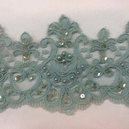 Light Blue Trim Re-embroidered Beaded Trim in Floral Trim With - Etsy