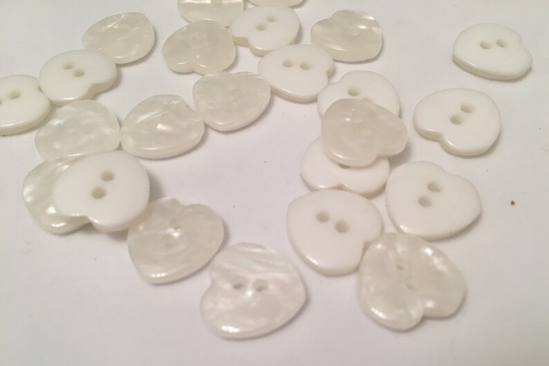 Small heart shape buttons in white marble finish buttons | Etsy