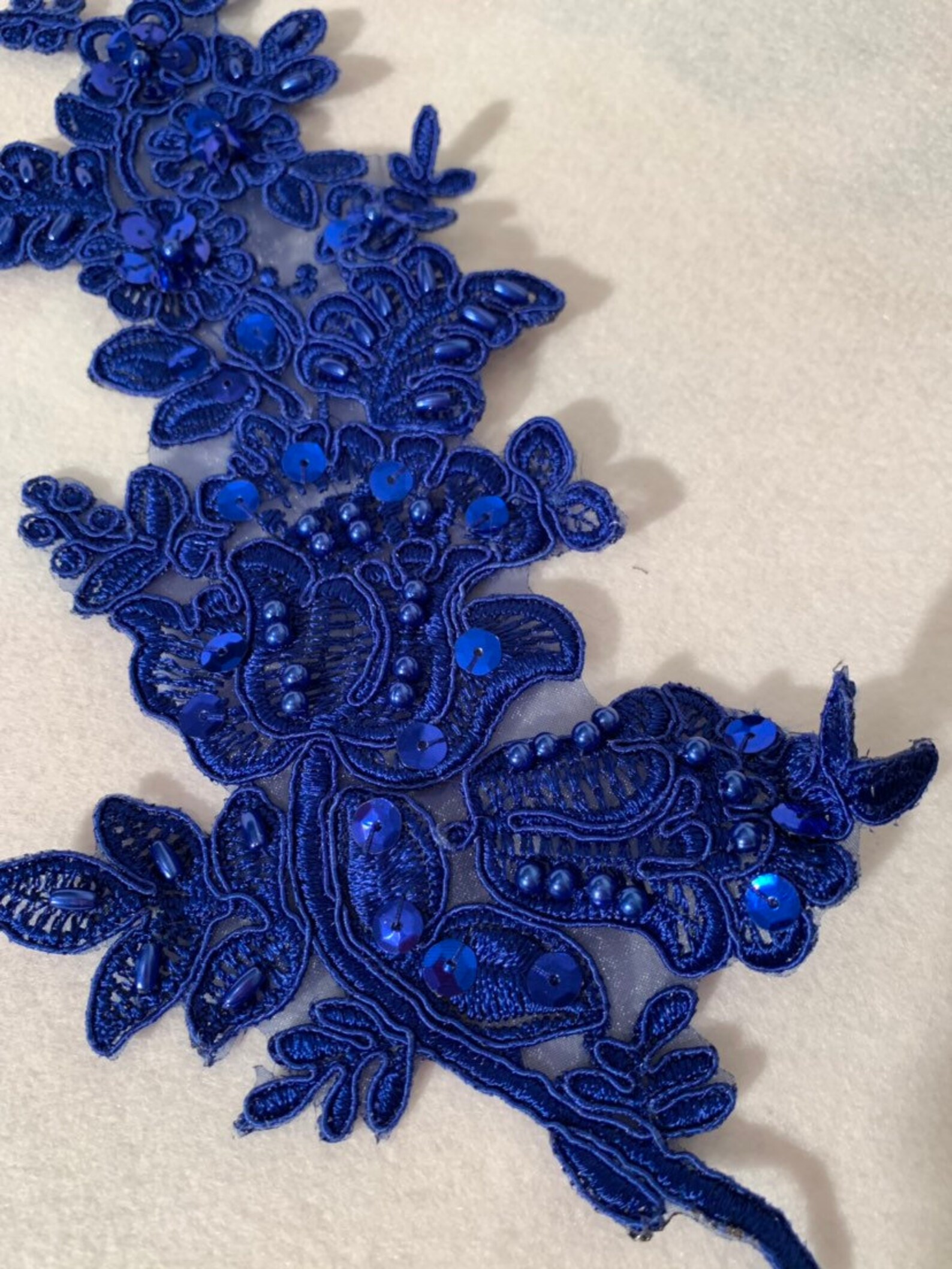 Royal Blue Beaded Applique, Beaded Applique Lace Pair for Lyrical Dance ...