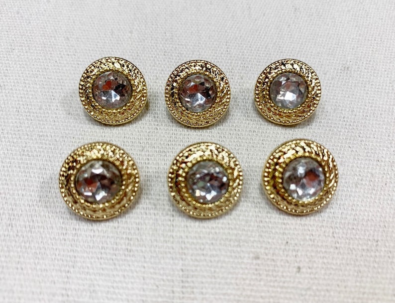 Small Gold Buttons With Rhinestone Center Plastic Sewing - Etsy