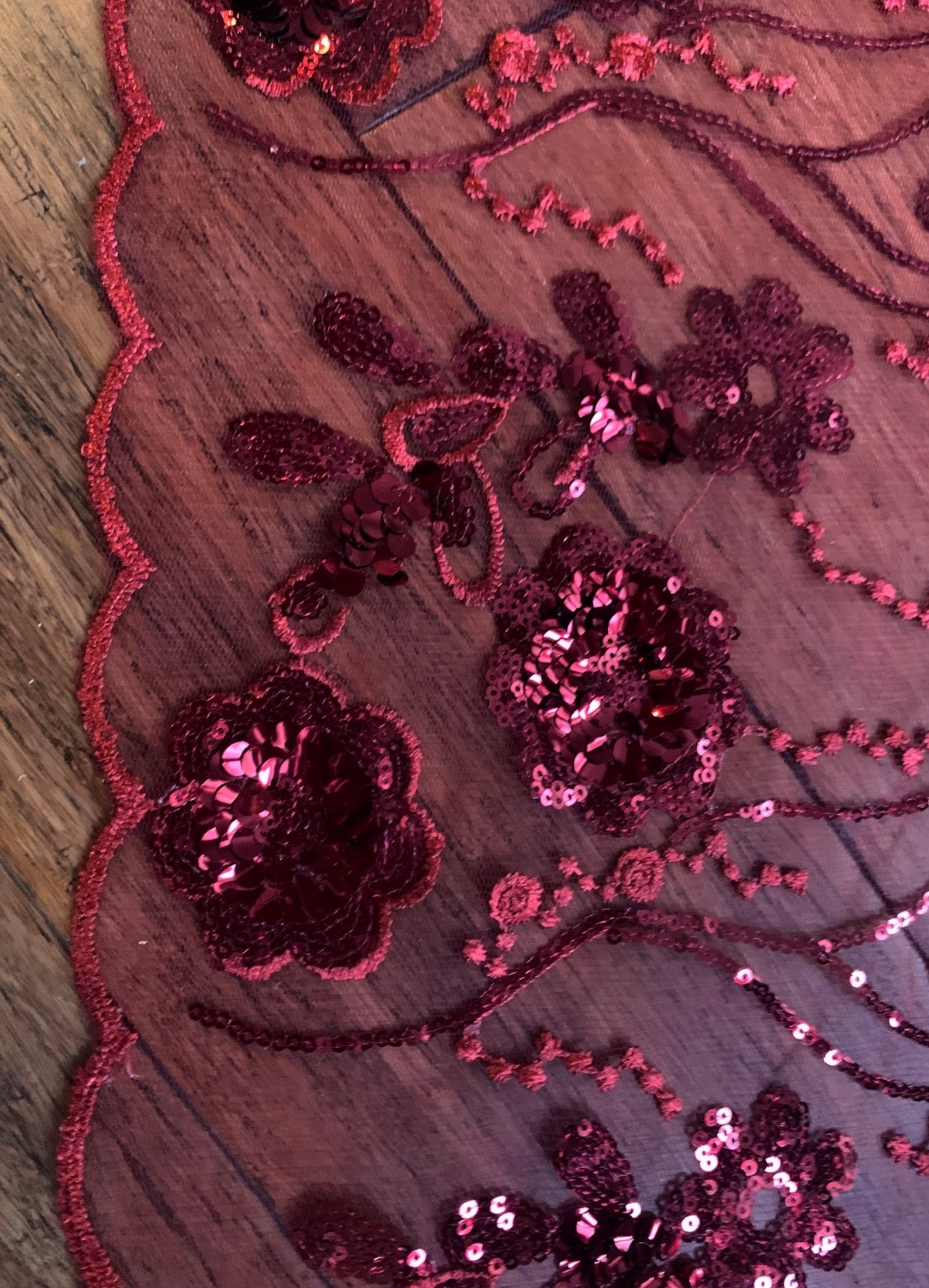 Wine Lace Sequin Lace in Floral Design Lace With Wine Sequins Perfect ...