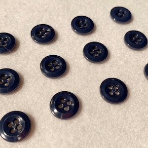 Small Denim Navy Button Finish 3/4" Inch Sewing Buttons, 12 Vintage Sew ...