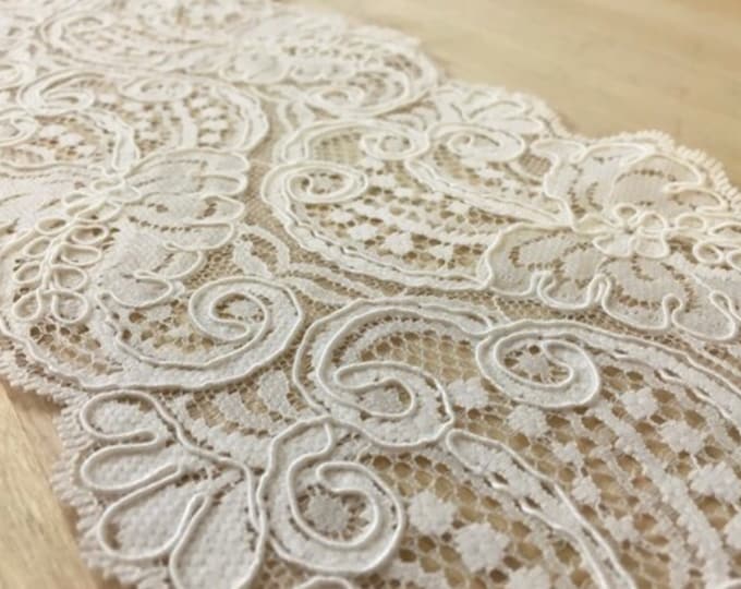Ivory Corded Lace Trim Bridal Lace Trim With Floral Design Bridal Trim ...