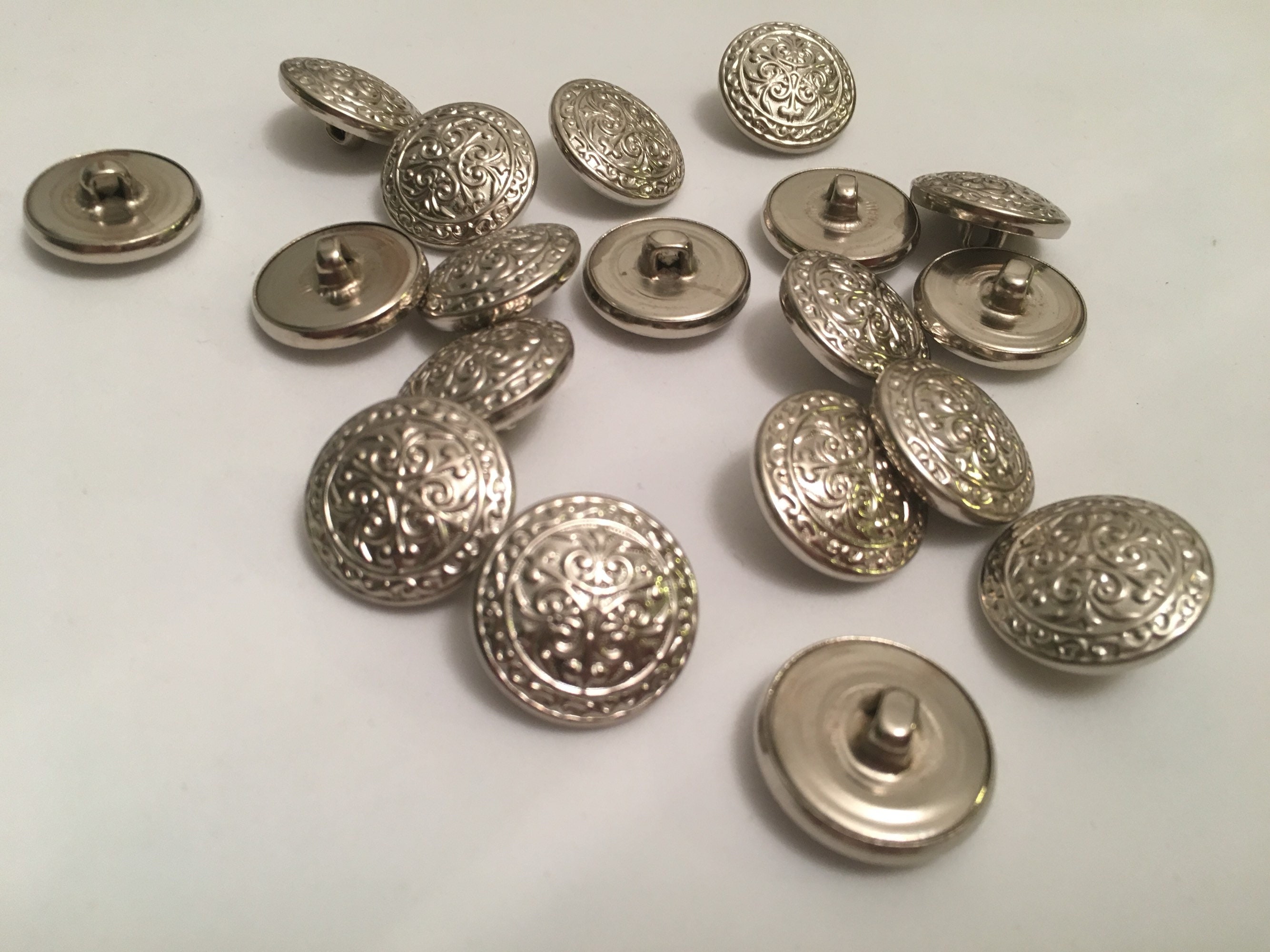 Silver Buttons With Textured Design Medium Button Design - Etsy