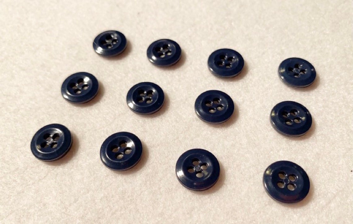 Small Denim Navy Button Finish 3/4" Inch Sewing Buttons, 12 Vintage Sew ...