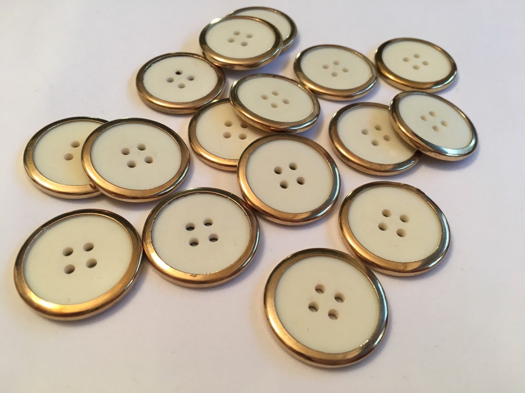 Gold Medium Button With Ivory Center Design Buttons Plastic Sewing ...