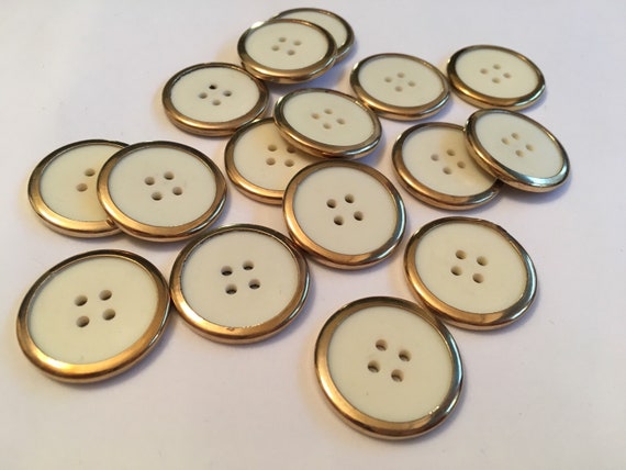 Gold Medium Button With Ivory Center Design Buttons Plastic | Etsy