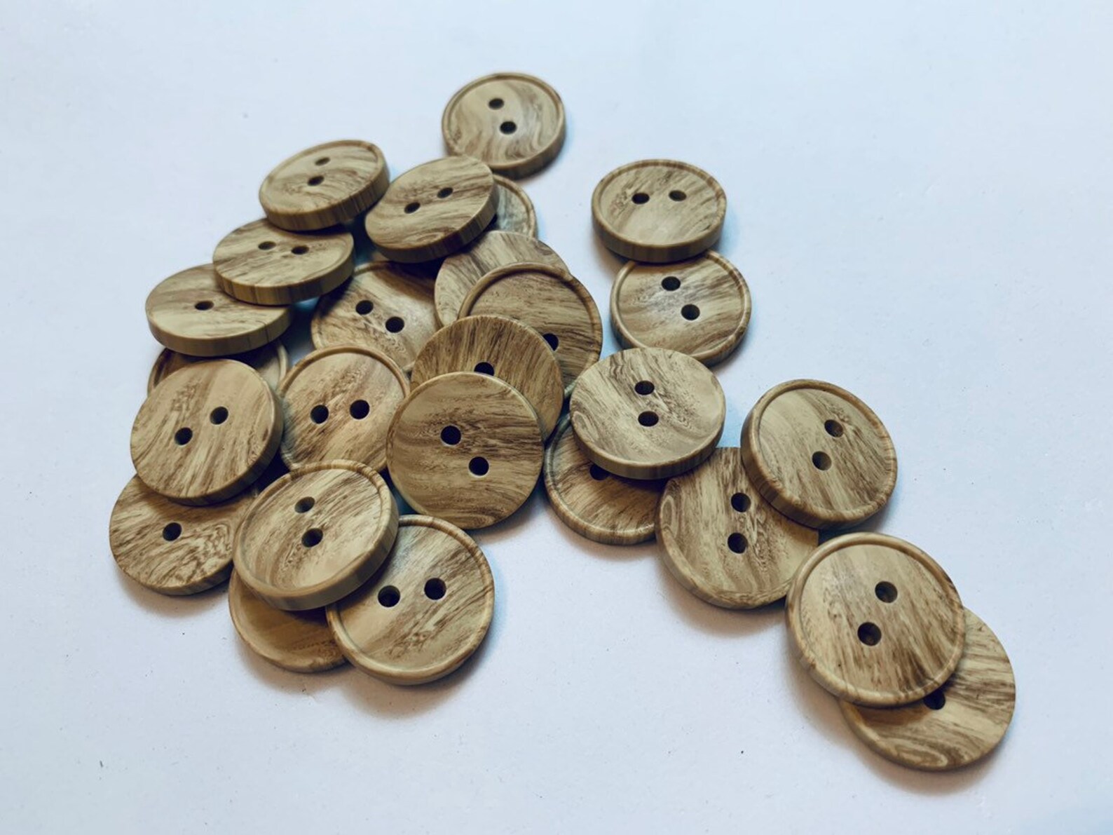 24 Small Natural Wood Tan Brown Faux Wood Buttons 18 Mm 3/4 Inch Sewing ...
