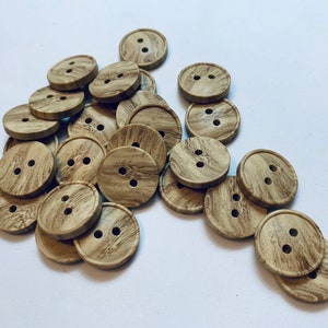 24 Small Natural Wood Tan Brown Faux Wood Buttons 18 Mm 3/4 Inch Sewing ...