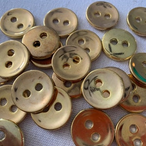Gold Medium Button Sew Through Button Metal Sewing Buttons 7/8" 22mm 6 ...