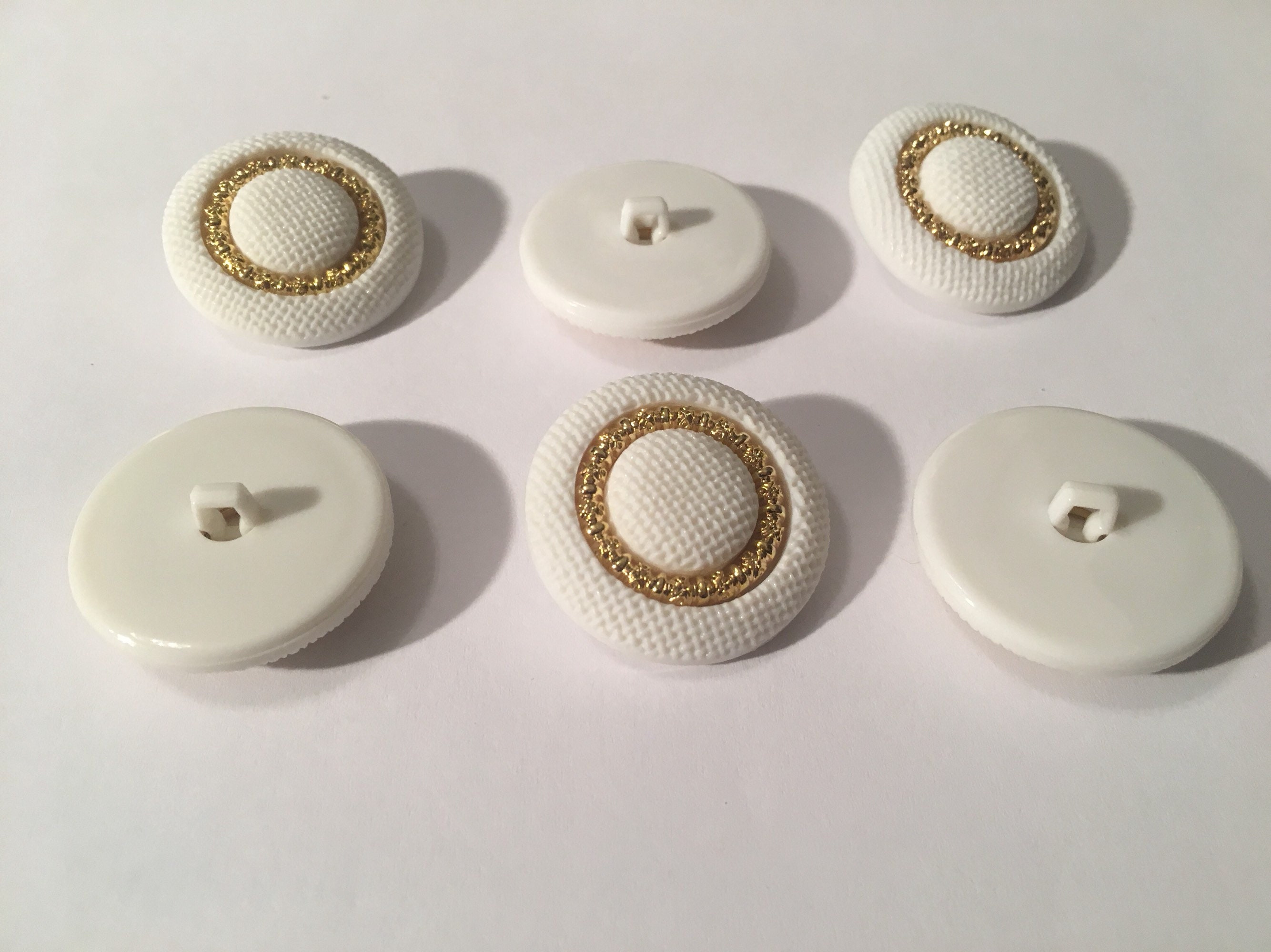 Medium buttons white buttons with Gold button center plastic | Etsy
