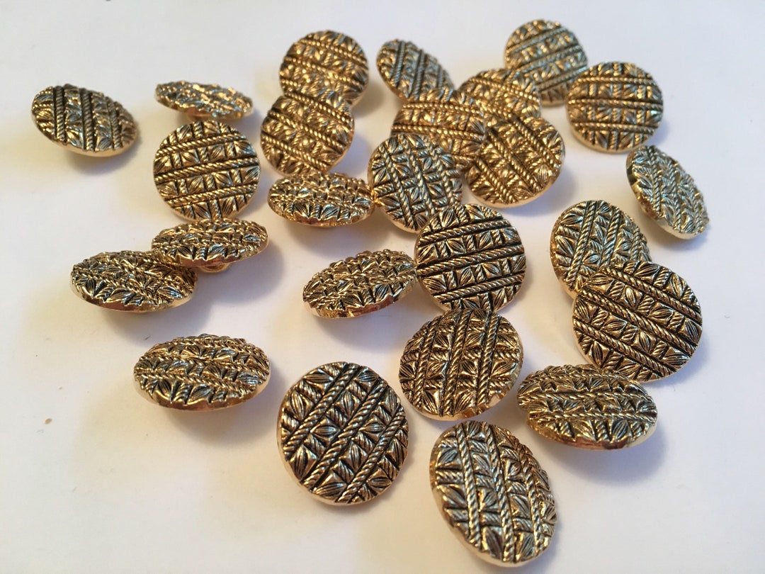 Medium Gold Buttons Plastic Sewing Buttons 3/4" 20mm Gold Shank Vintage ...