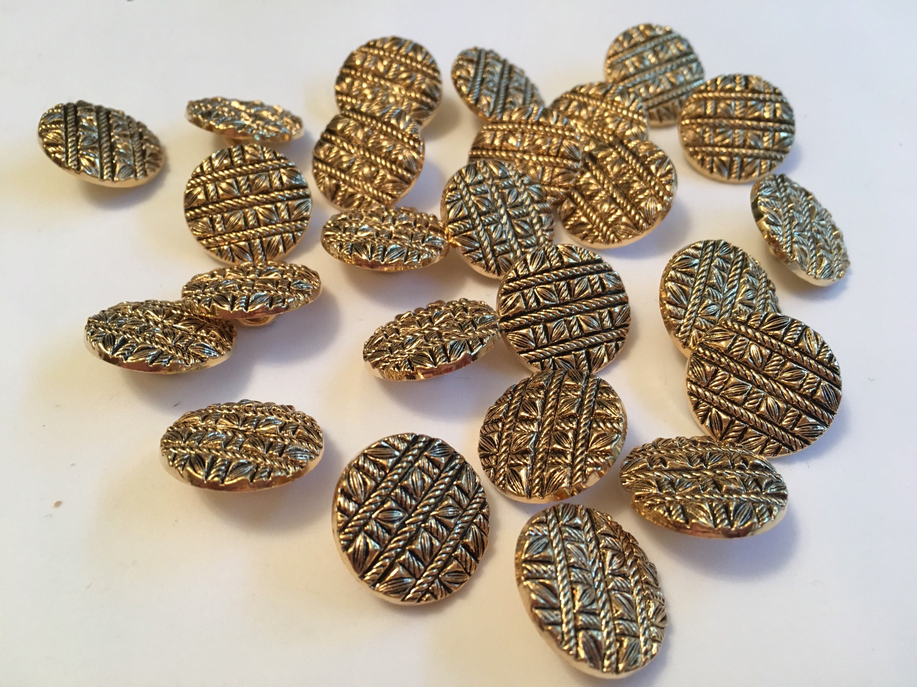 Medium Gold Buttons Plastic Sewing Buttons 3/4" 20mm Gold Shank Vintage ...