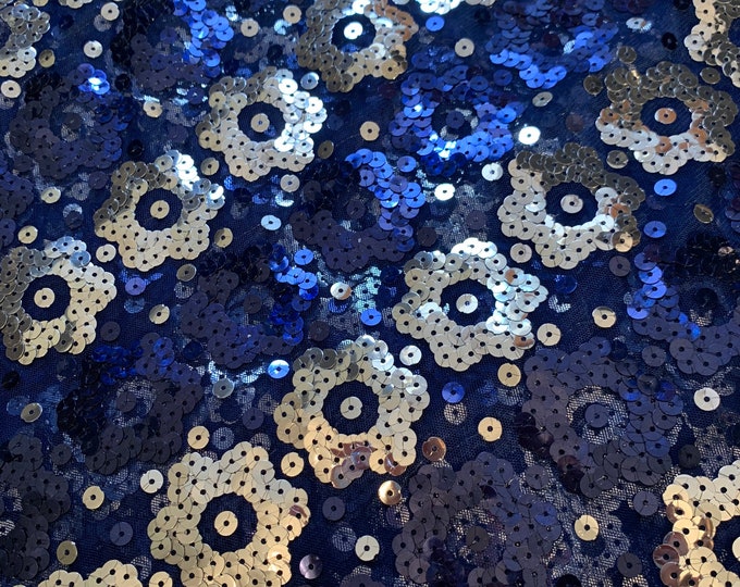Floral Sequin Design in Royal Blue and Silver Sequin Design on - Etsy