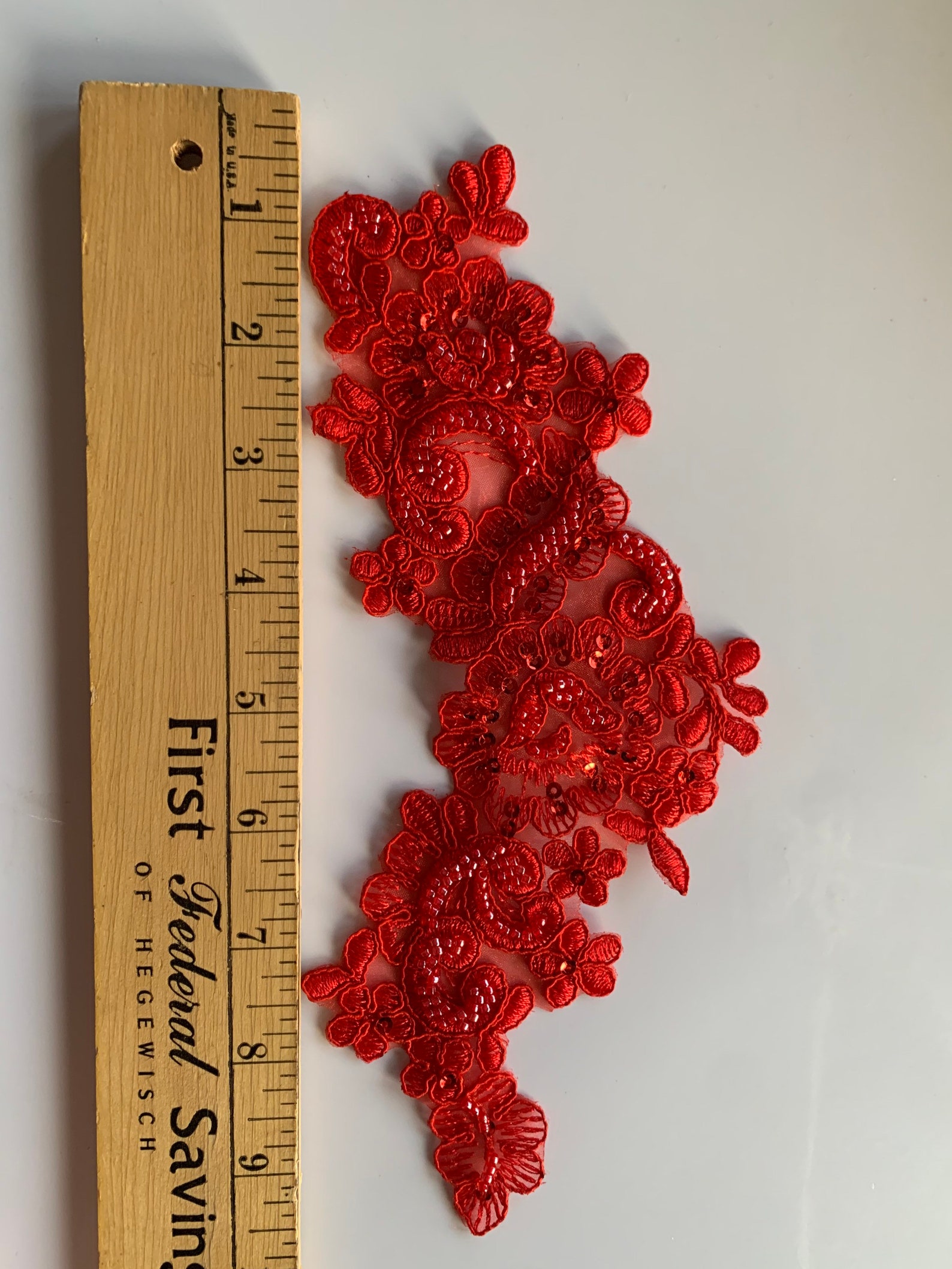 Red Beaded Applique Beaded Aplique Lace Pair for Lyrical | Etsy