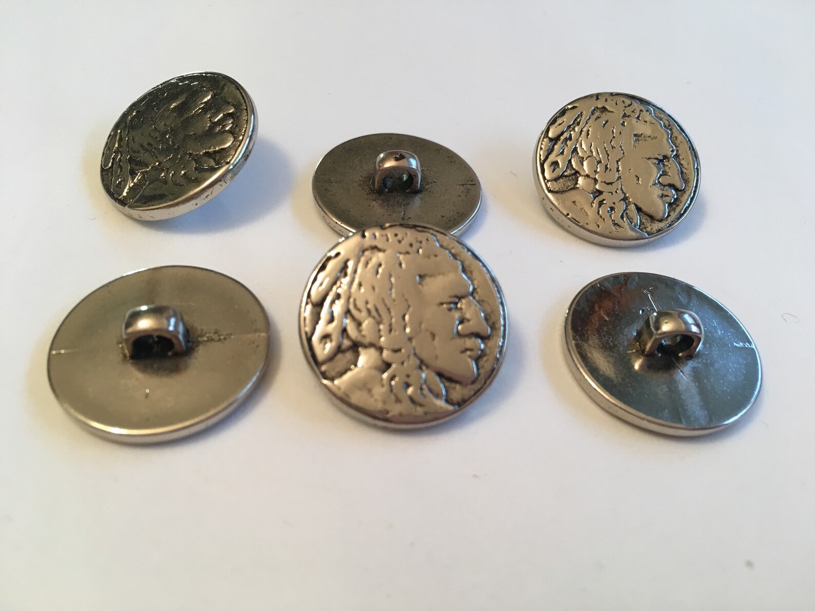 Silver buffalo nickel buttons medium button flat finish with - Etsy 日本