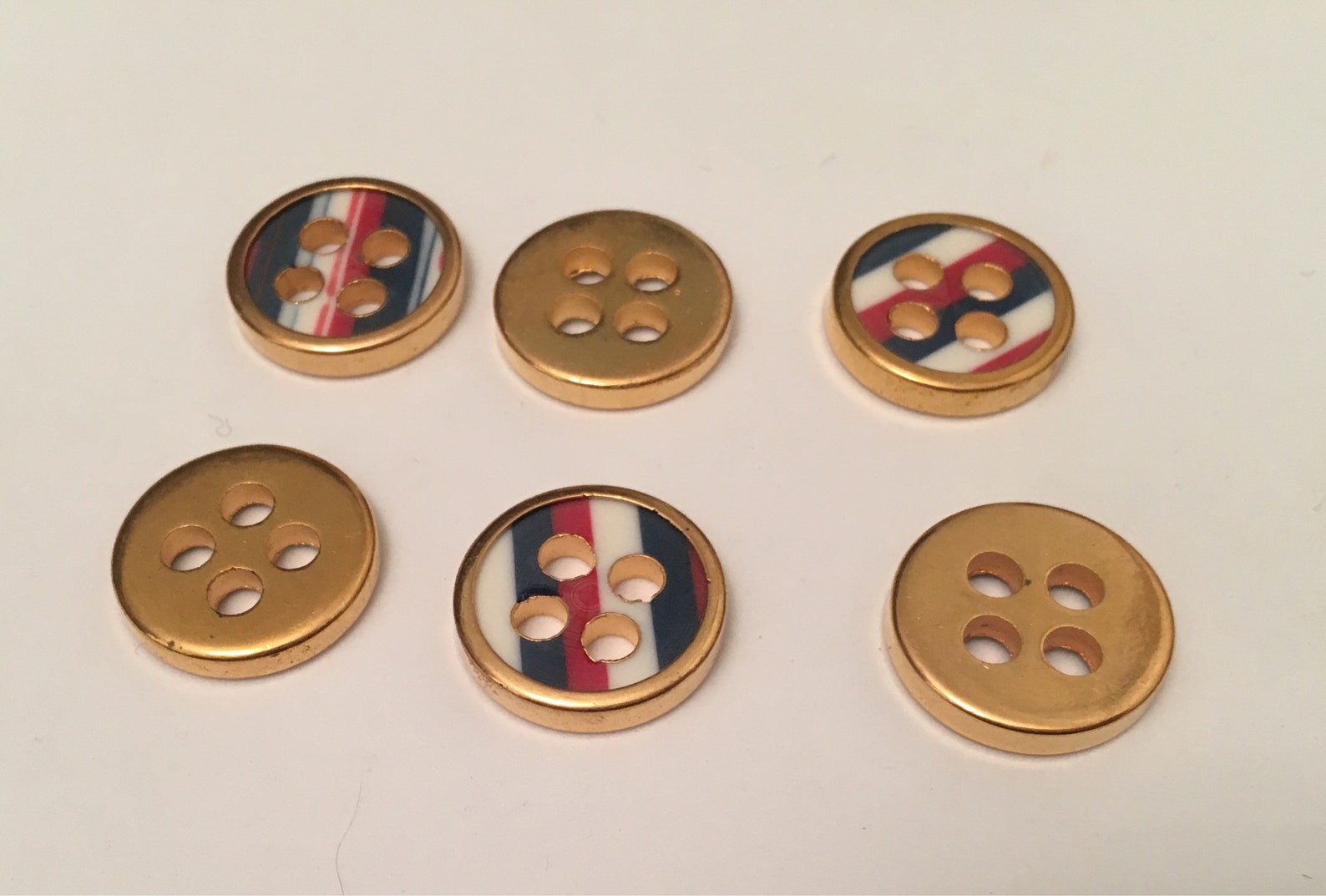 Gold edge Medium button sewing button with stripe design | Etsy