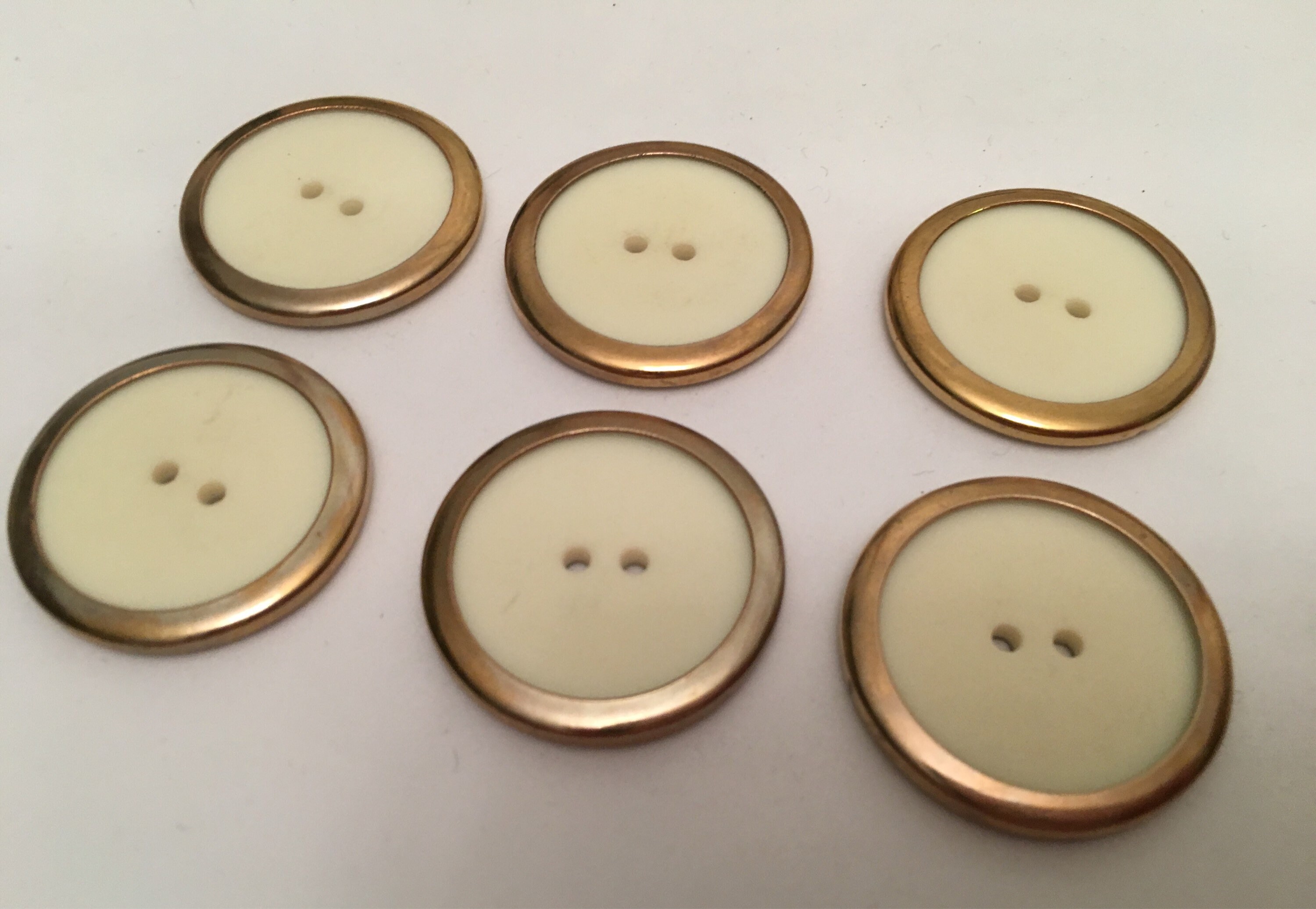 Gold Medium Button With Ivory Center Design Buttons Plastic Sewing ...