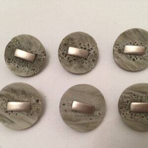 Medium Gray Button With Silver Accent Center and Shank Back Plastic ...
