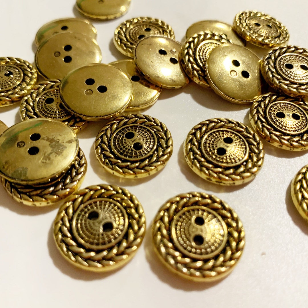 Gold Medium Button Sew Through Button Plastic Sewing Buttons 3/4” 6 to ...