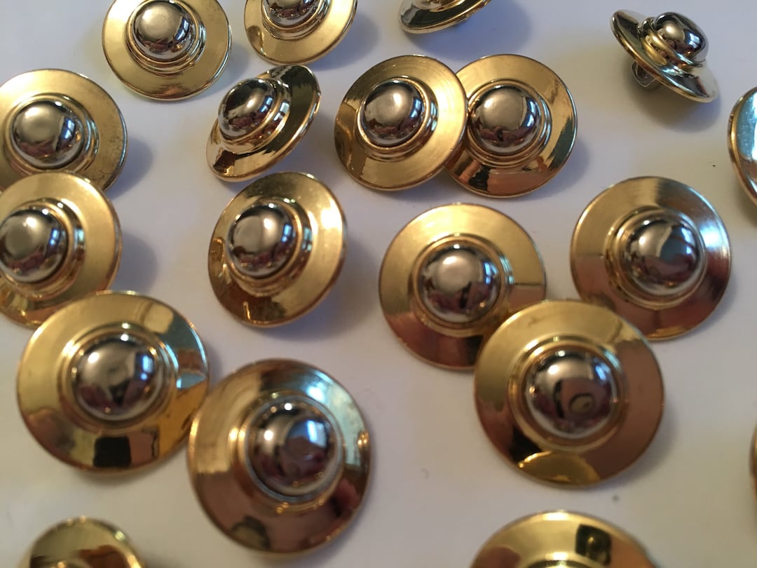 Silver and Gold Medium Button Gold Edging With Silver Center Design ...