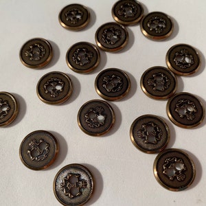 Antique Gold Medium Button Sew Through Button Metal Sewing Buttons 5/8 ...
