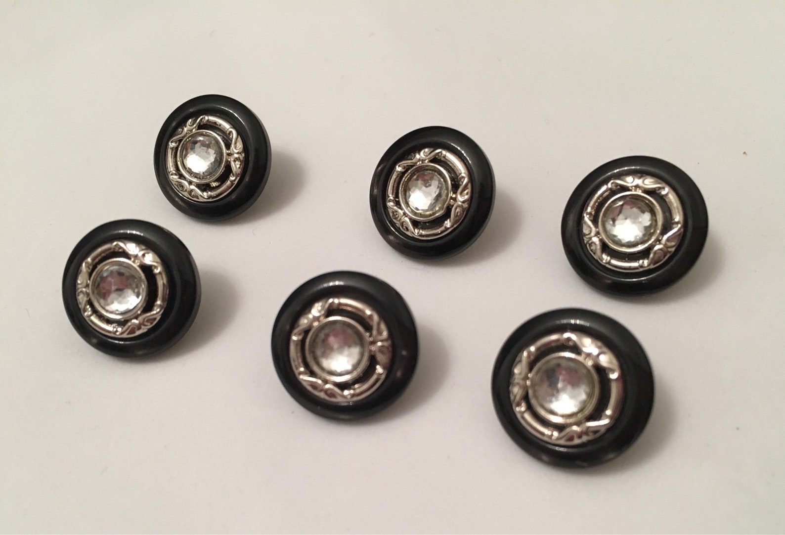 Small Black Sewing Buttons Plastic Sewing Buttons With Silver and ...
