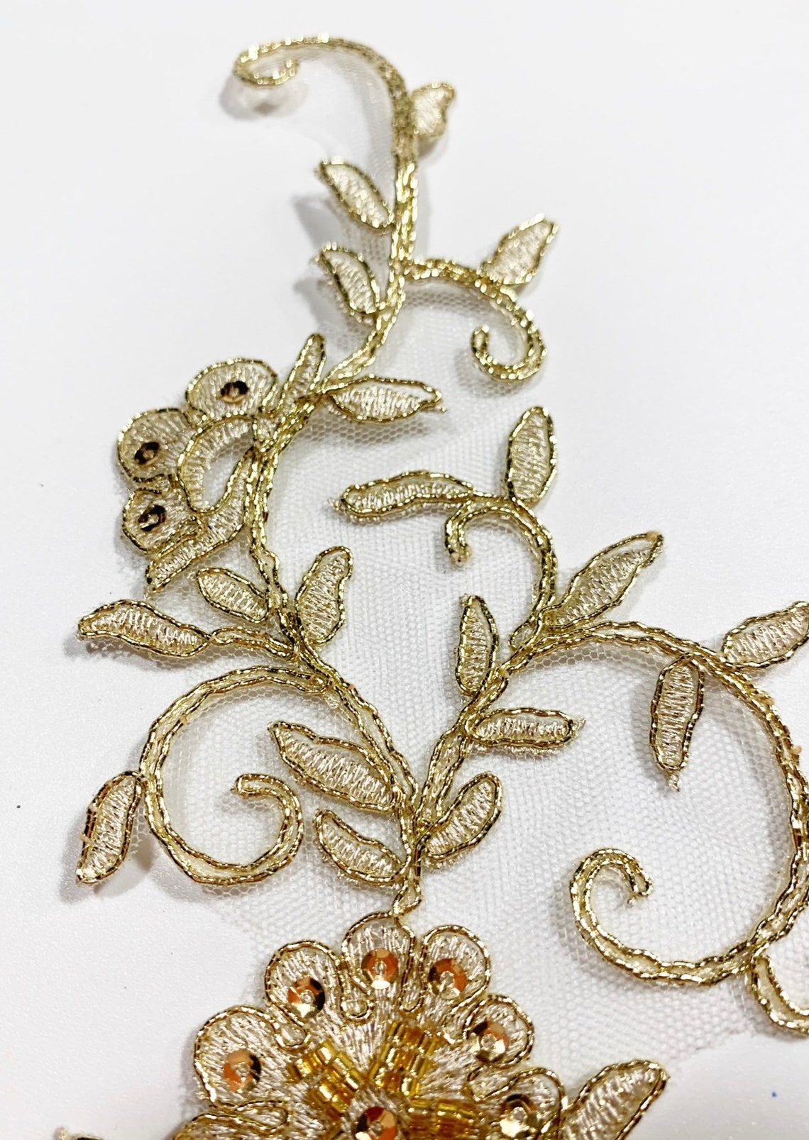 Metallic Gold Beaded Applique Beaded Applique Lace Pair for - Etsy