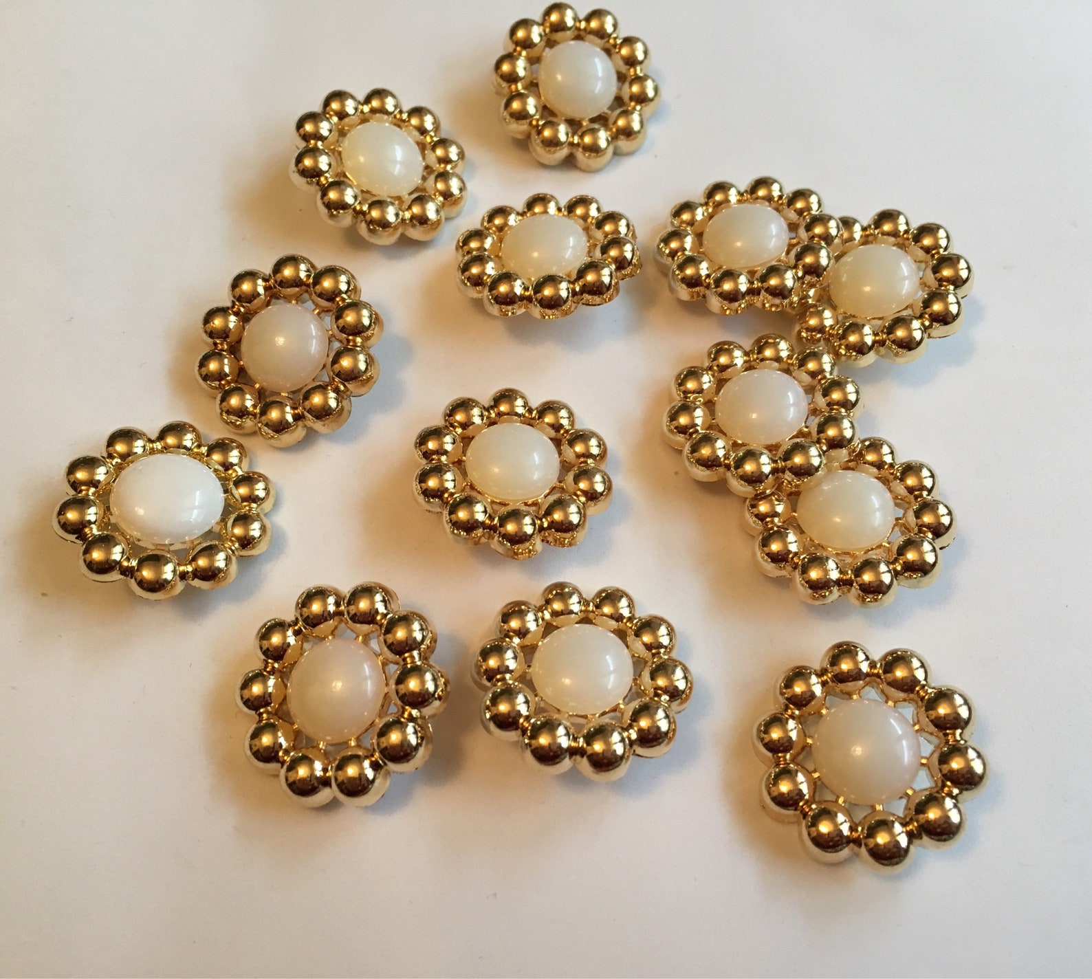 Medium Gold Button With Ivory Pearl Center Design Buttons - Etsy