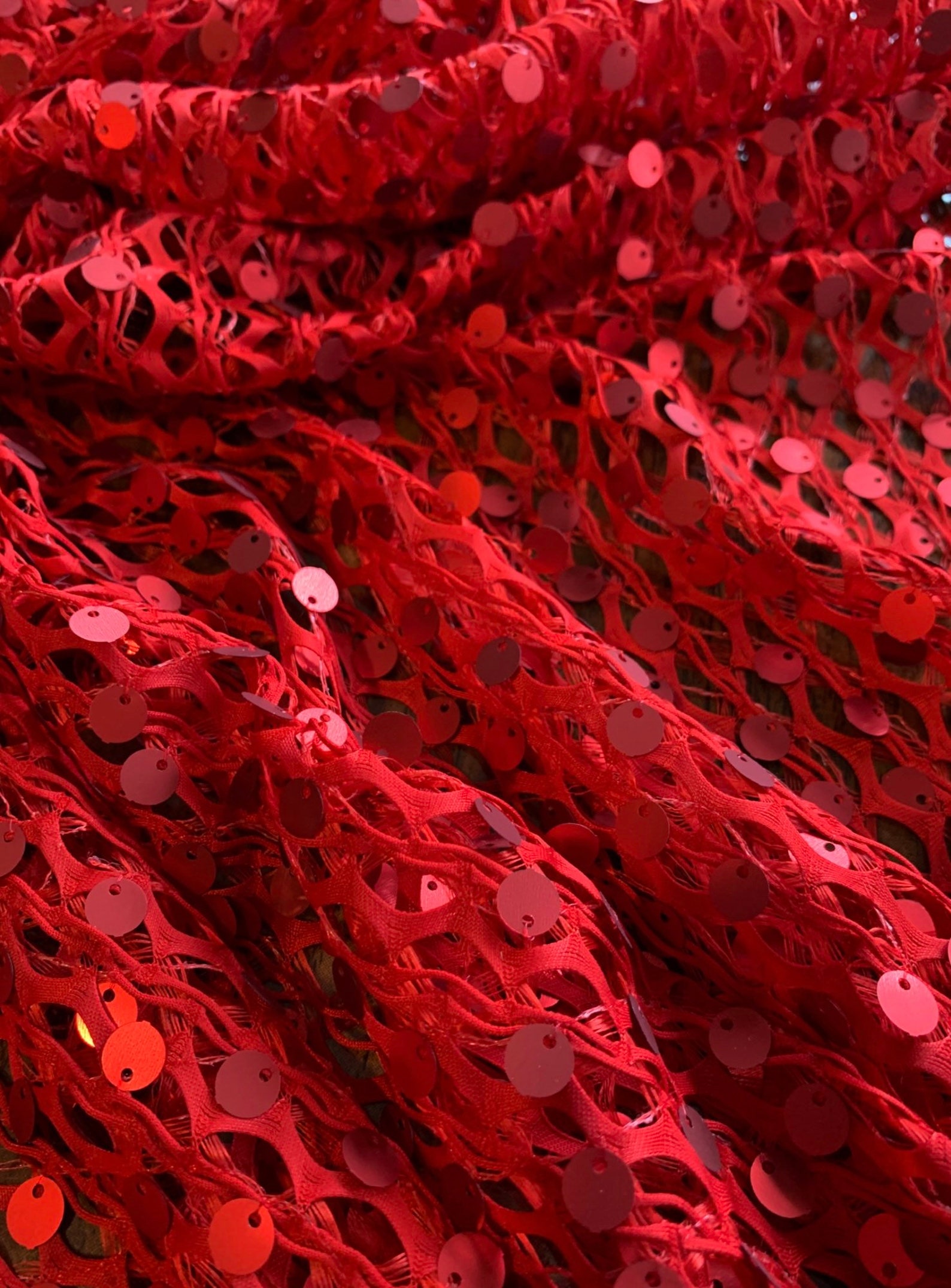 Red Sequin Mesh Fabric 48” Wide Sold by the Yard. Tulle & Mesh Fabrics ...