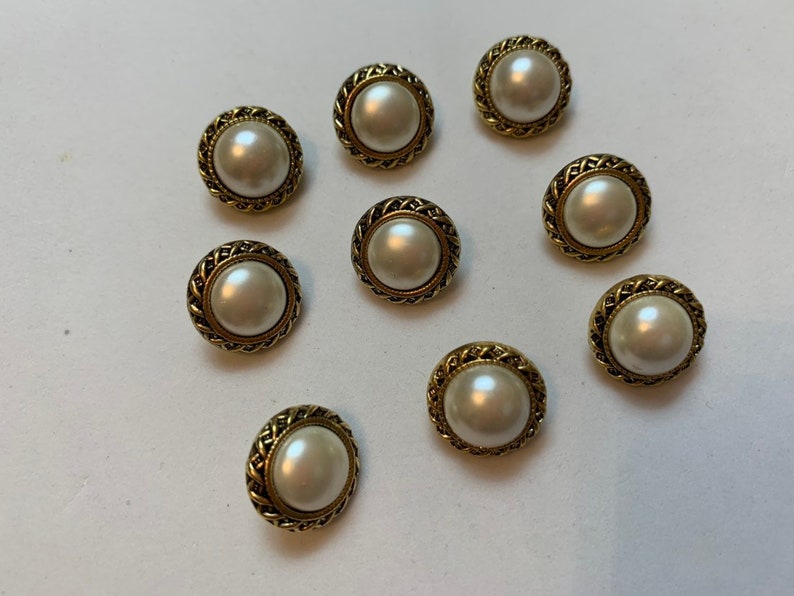 60 Small Pearl Buttons With Gold Trim Accent Plastic Sewing - Etsy