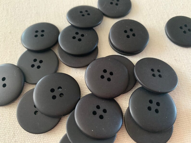Medium Black Sewing Buttons Plastic Sewing Buttons 1” 26mm Vintage ...